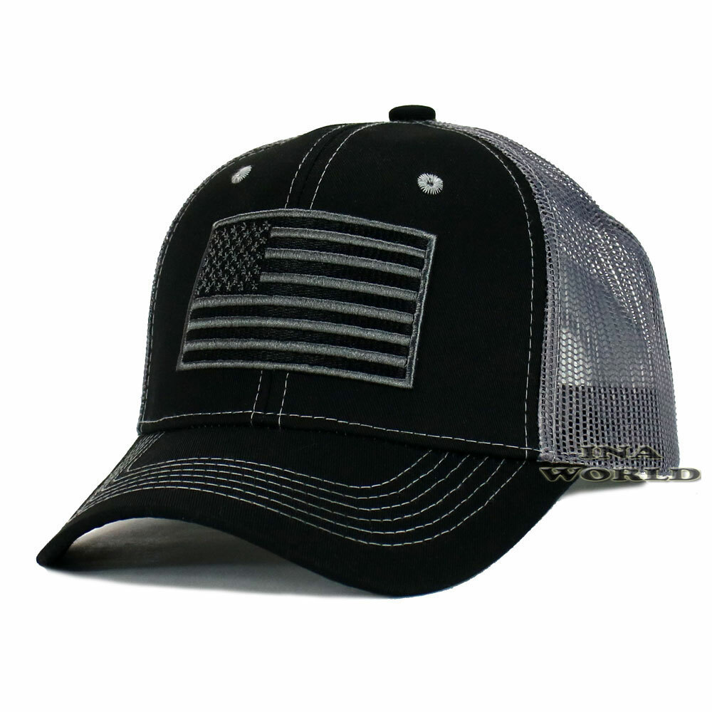 USA AMERICAN Flag Hat Tactical Military Snapback Mesh Trucker Baseball ...