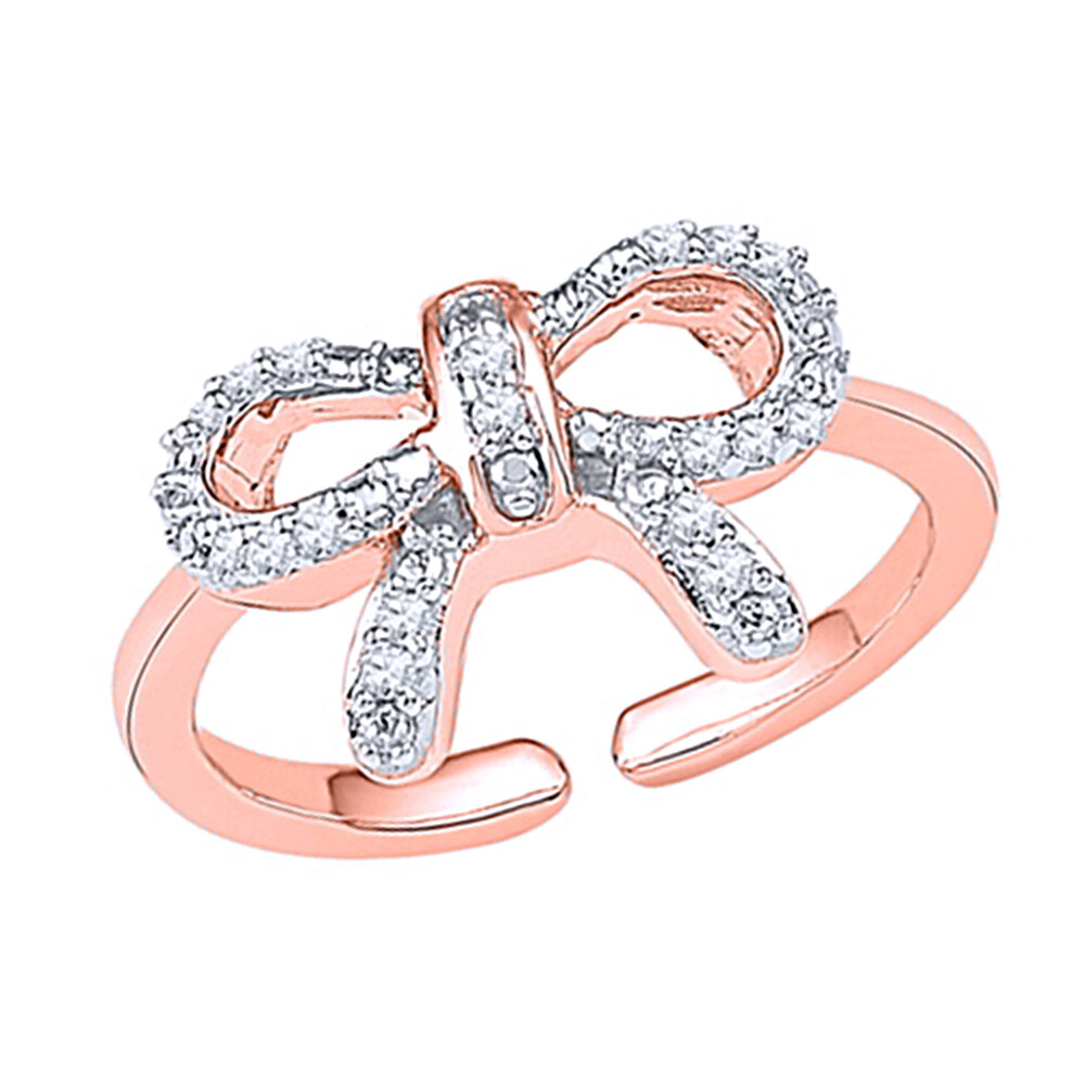 1/20 Ct Natural Diamond Midi Bow Toe Ring For Womens 10K Rose Gold | eBay
