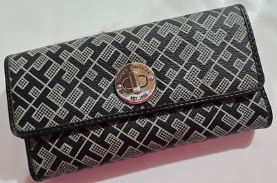 Tommy Hilfiger Signature TH Trifold Continental Checkbook Wallet Black ...