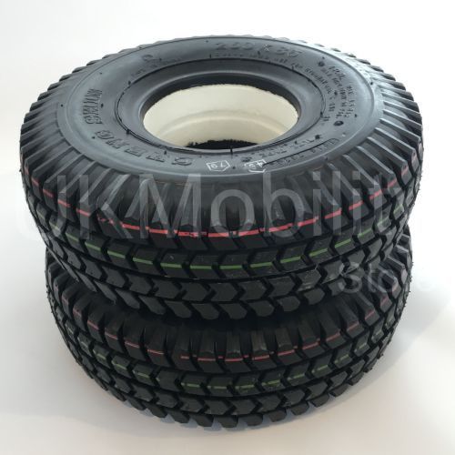 1 Set of 4 Solid 2 Rib 2 Block 260x85 3.00-4 Black Mobility Scooter ...