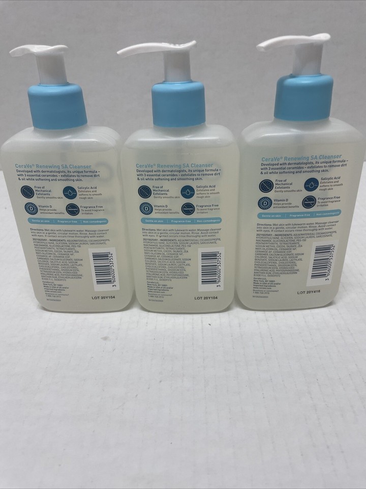 CeraVe Renewing SA Cleanser Normal Skin 8 FL oz 237 ml New Lot 3 Free ...