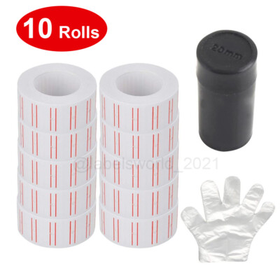 US 10 Rolls 6000 Pcs White Price Paper Tag Sticker Gun Labels Refill ...