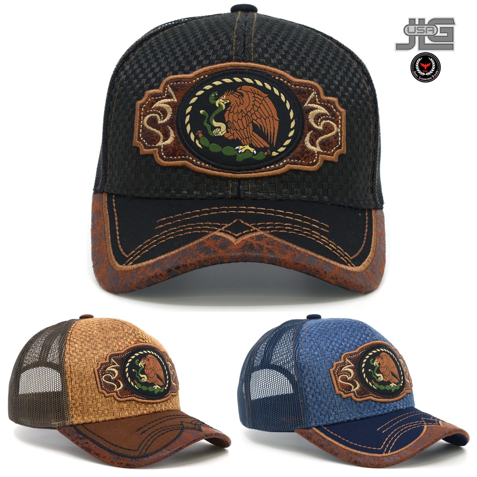 Mexico Eagle Aguila Hat Straw TL Mesh Trucker Snapback Western Style ...