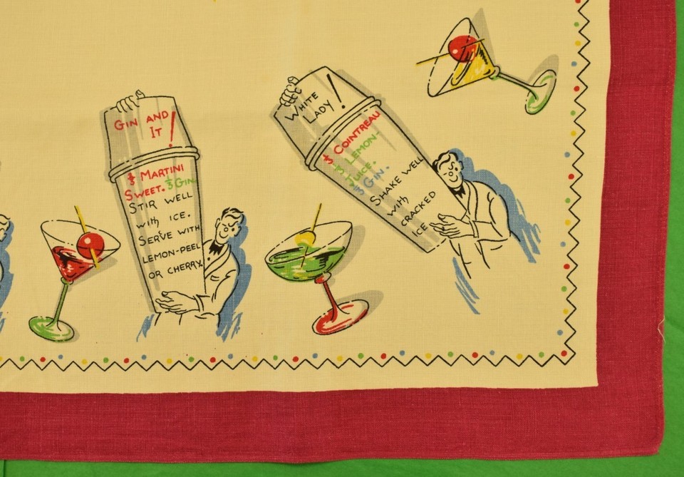 "Set x 16 Cocktail Shaker Recipes Linen Bar Cloth" | eBay