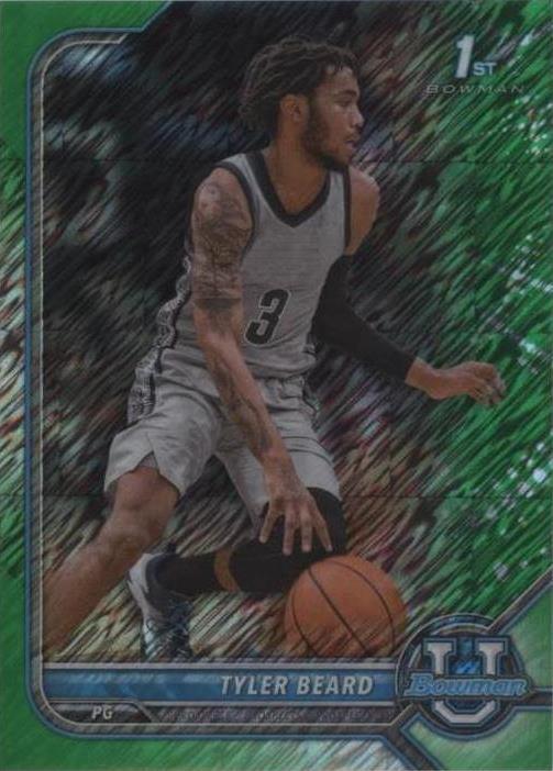 2021-22 Bowman University - Tyler Beard #19 Green Shimmer Refractor /99 ...