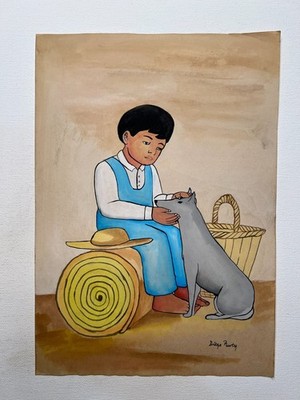 Diego Rivera Drawing on paper (Handmade) signed and stamped mixed media ...