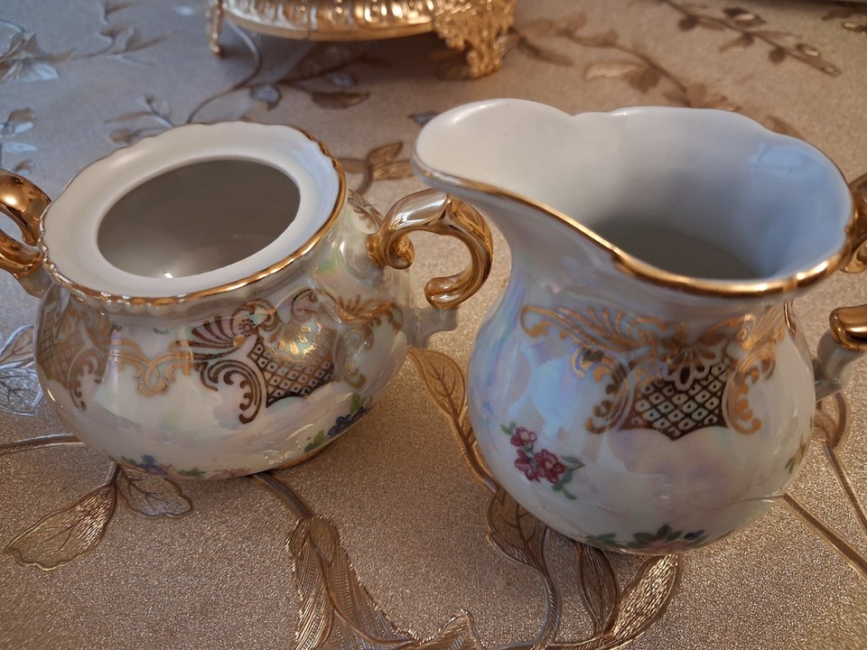 Vintage Foreign Porcelain Tea Coffee Set of 12 Floral Teapot Cups ...