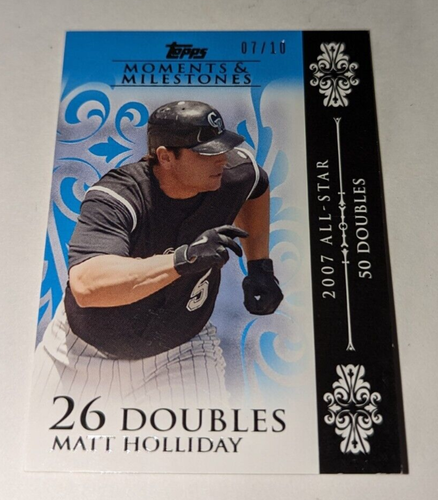 2008 Topps Moments and Milestones #124 MATT HOLLIDAY 26 Doubles Blue #D ...