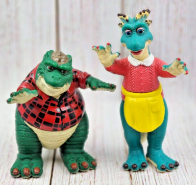 Vintage 1991 Disney Dinosaurs Earl & Fran Sinclair Swivel Toy Figures ...