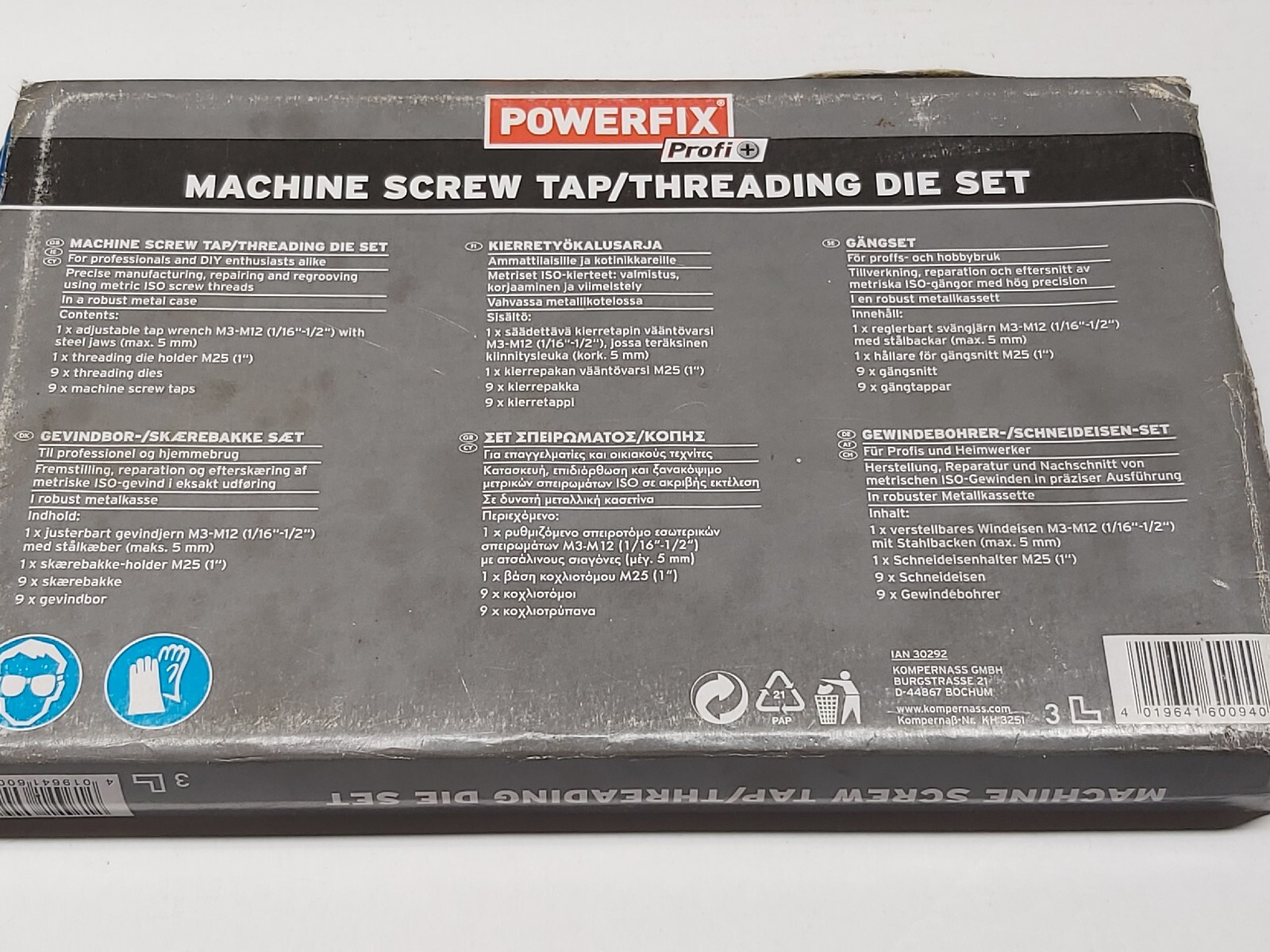 Powerfix Profi Machine Screw Tap/Threading Die Set 20 Pieces | eBay UK