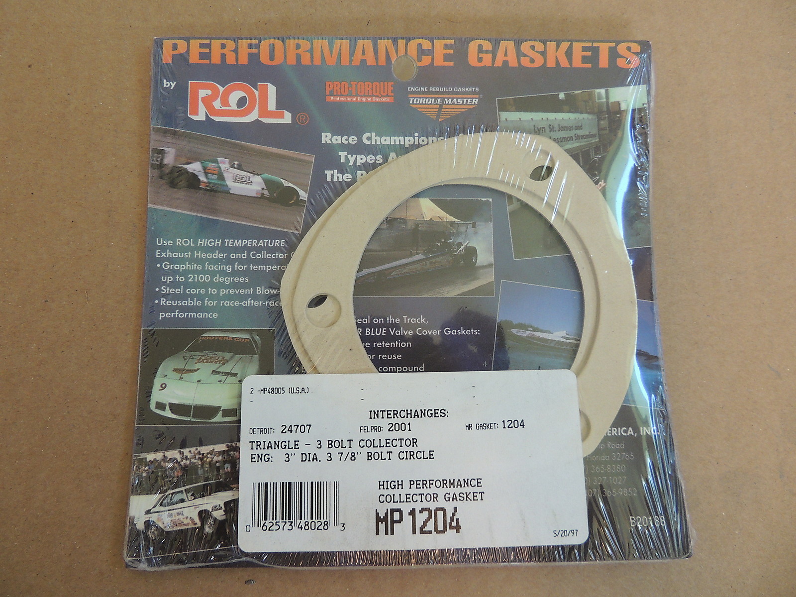 ROL MP1204 3 Inch Triangle Collector Flange Gaskets 3-7/8 3 Bolt Crcle ...
