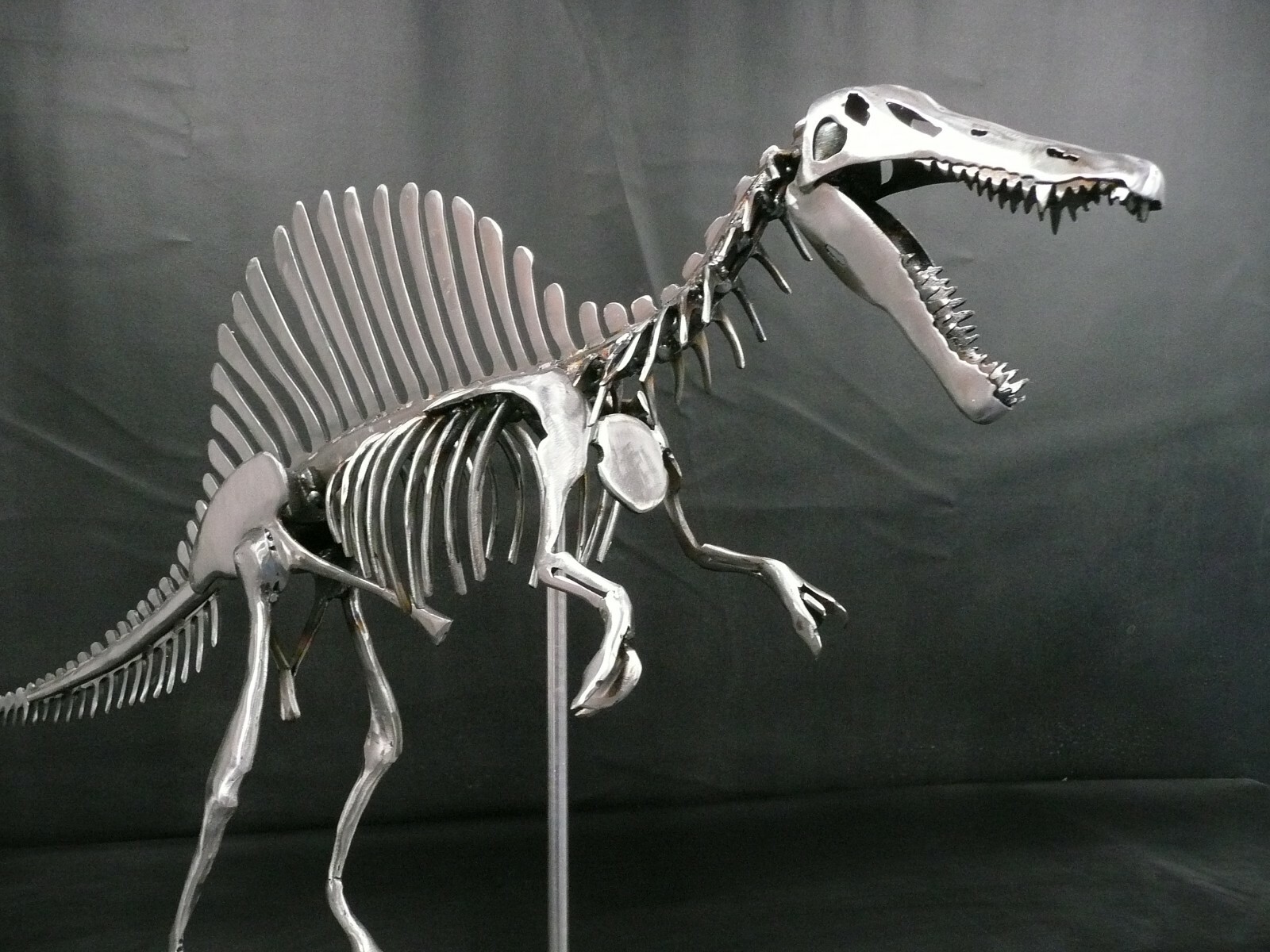 Handmade Welded Steel Dinosaur Skeleton Sculpture / Spinosaurus | eBay UK