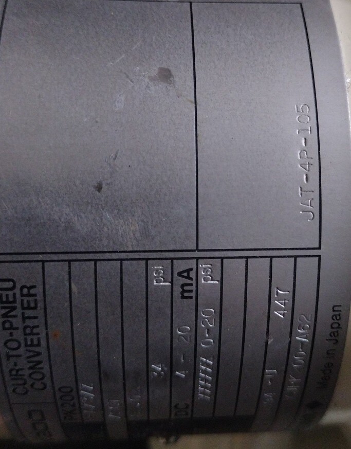 YOKOGAWA PK200 CUR-TO-PNEU CONVERTER PK200-AZ3/Z /SCT STYLE: S1.02 ...