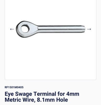 Ronstan Eye Swage Terminal for 4mm Metric Wire, 8.1mm Hole | eBay