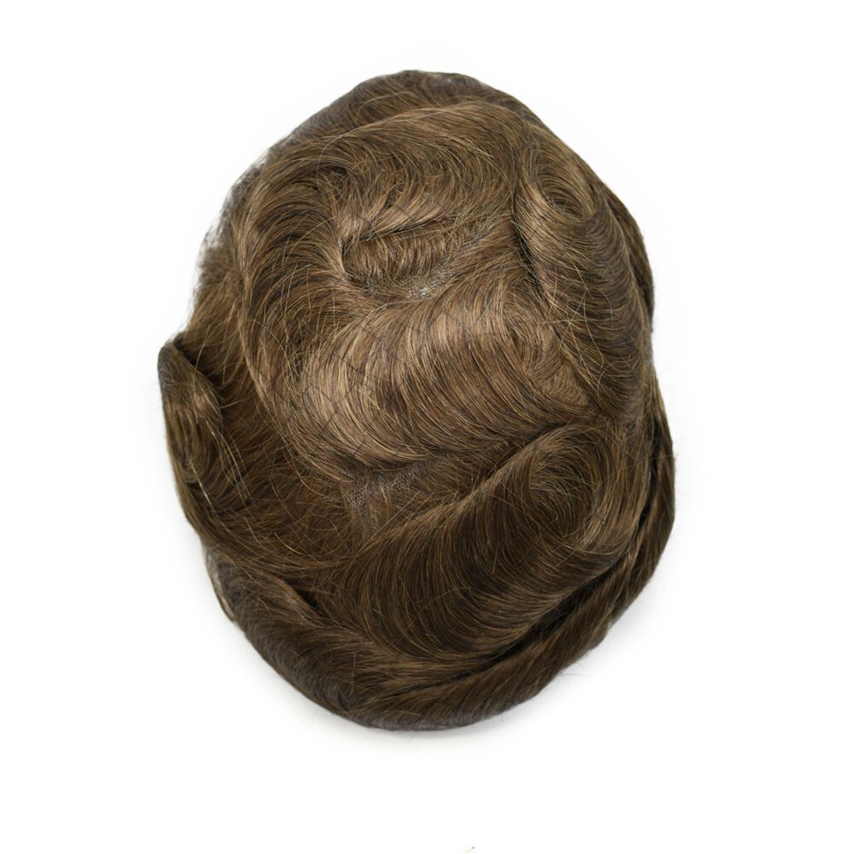 Mens Toupee Human Hair Replacement Full Poly Skin Injected PU System ...