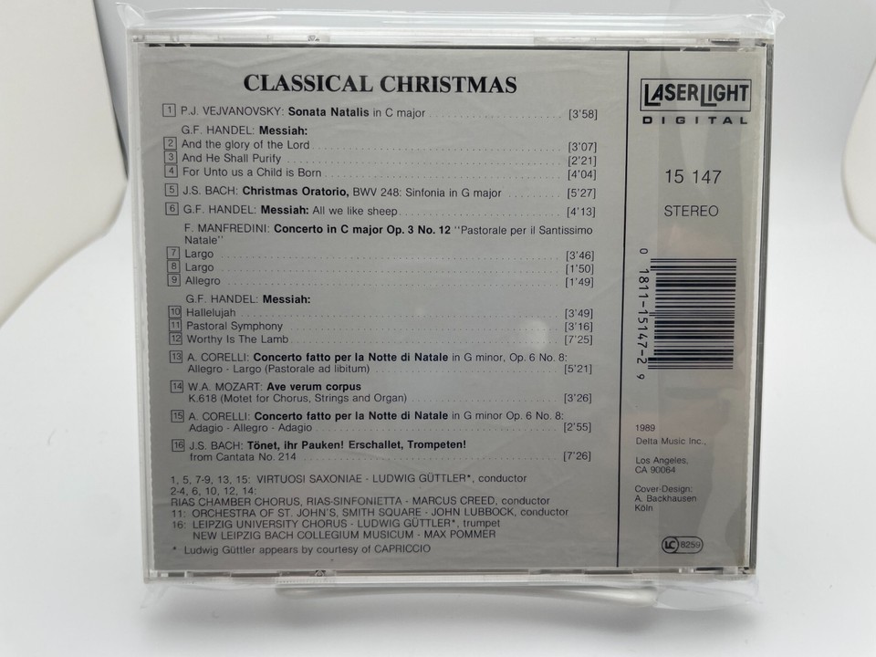 LIKE NEW 1989 CLASSICAL CHRISTMAS CD HANDEL MESSIAH MOZART AVE VERUM ...