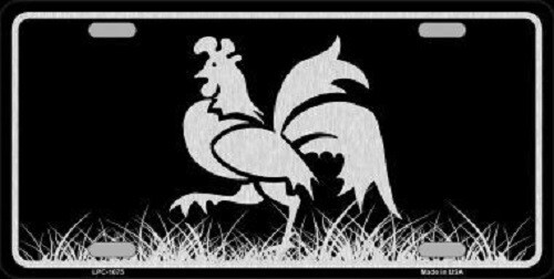 Rooster Black Brushed Chrome Novelty Metal License Plate | eBay