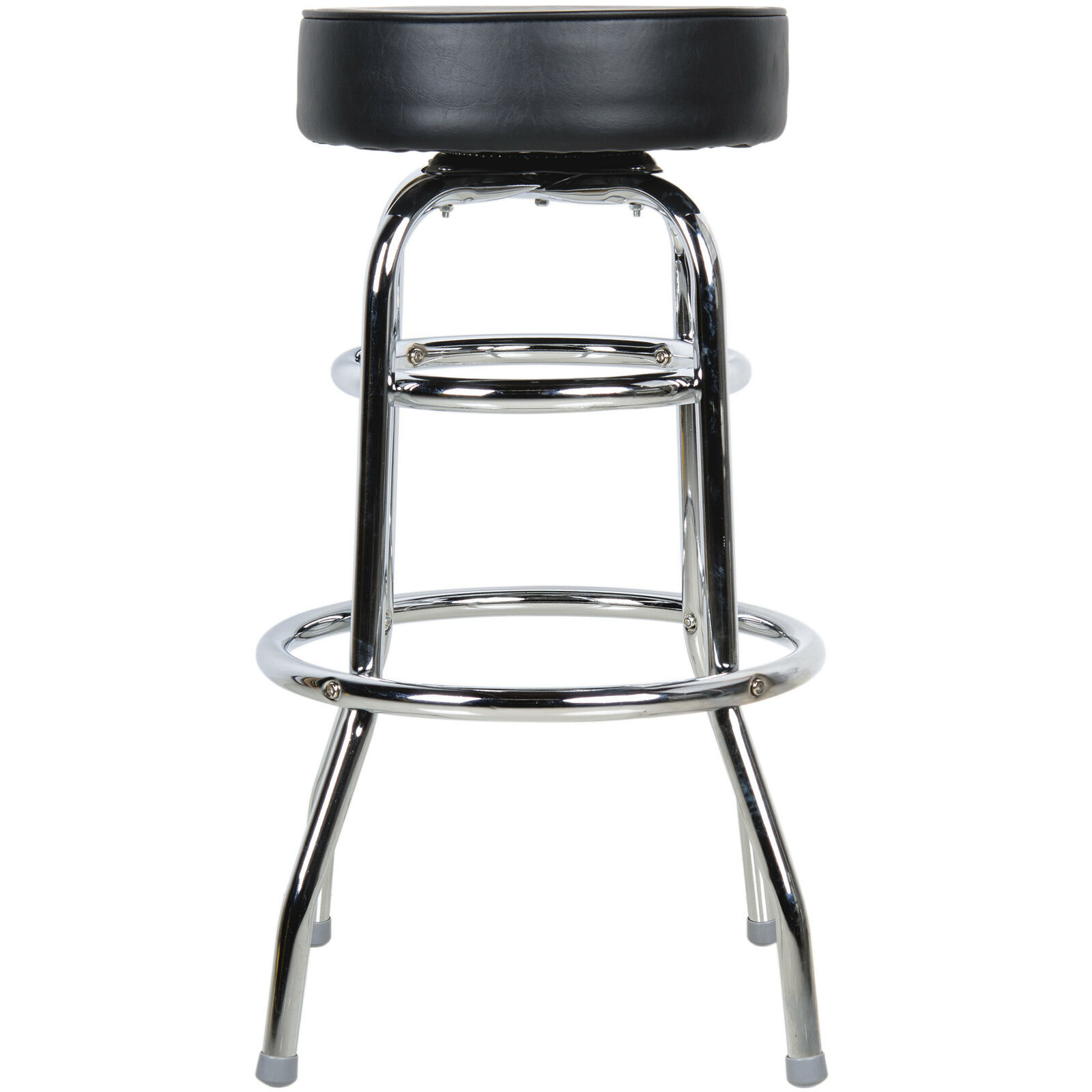 Silver Double Ring Barstool with 3 1/2" Thick Black Vinyl Padded Swivel Seat | eBay