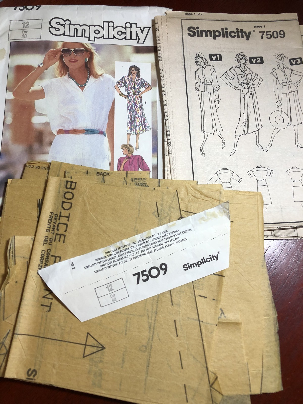 Patterns Sewing 1980’s Womens By Simplicity Pattern Number 7509 SZ 12 ...