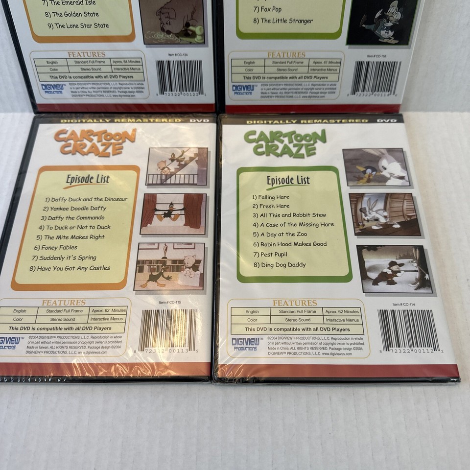 NEW! Cartoon Craze (4 DVD Lot) Daffy Duck Donald Duck Sing A Longs Bugs ...