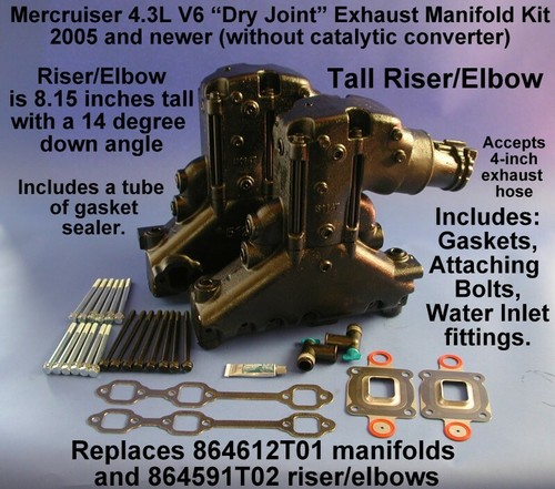 MERCRUISER V6 DRY JOINT MANIFOLD KIT 2005-NEWER 865735A02 864591T02 EX ...