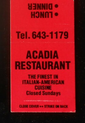 1970s? Acadia Restaurant Italian Cuisine 103 Tolland Tpk Manchester CT ...