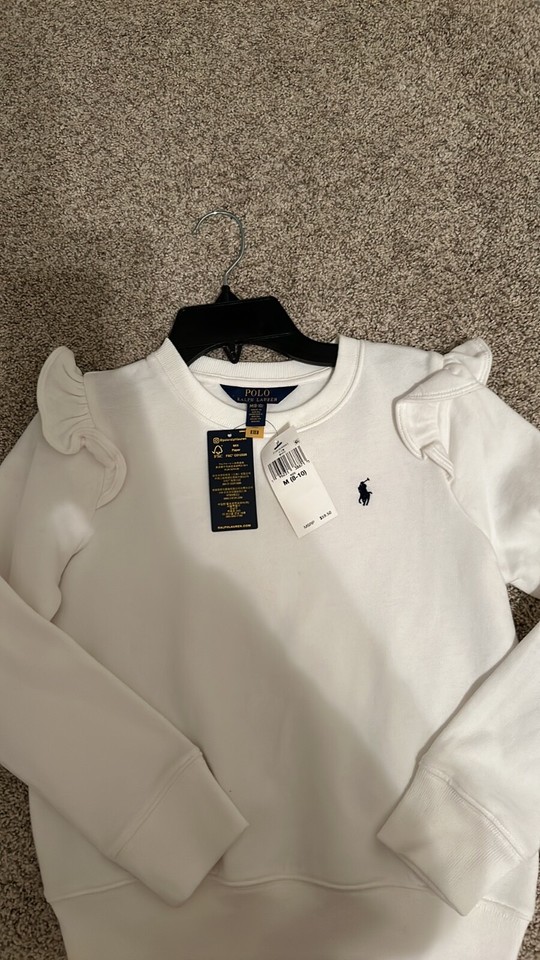 Ralph Lauren ruffled sweatshirt white size 8 to 10 girls brand new with tags | eBay