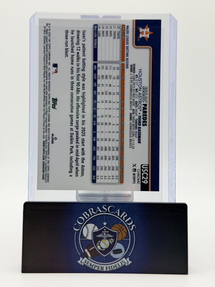 2025 Topps Chrome Update Isaac Paredes Frozen Fractor Refractor -1/0 ...
