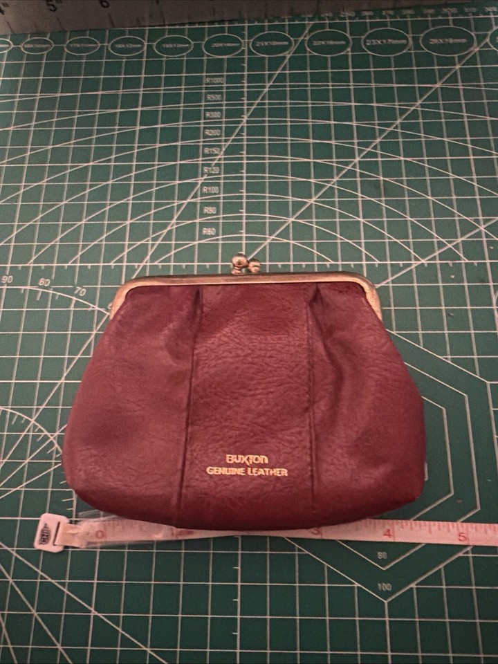 Vintage Buxton Burgundy Soft Genuine Leather Coin Purse Kisslock Change ...
