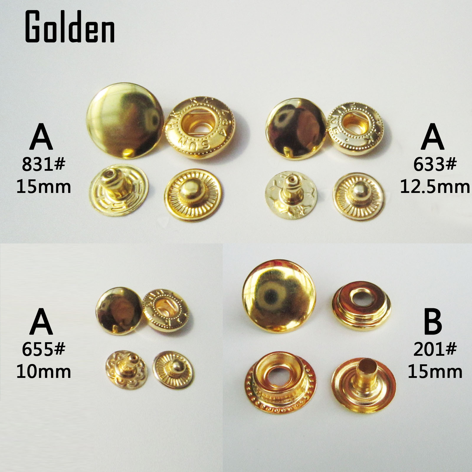 No Sew Snap Press Stud Button Leather Craft Bag Coat Popper Fastener ...