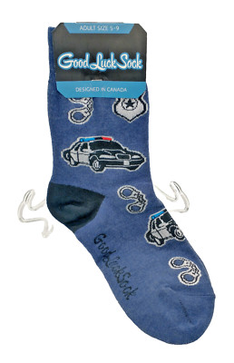 POLICE - Good Luck Socks - Brand NEW / NWT 5-9 - Handcuffs Badge Cop ...