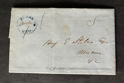 1850 PERRY GEORGIA BLUE FANCY STAMPLESS LETTER JOHN PERRY ! MACON ...
