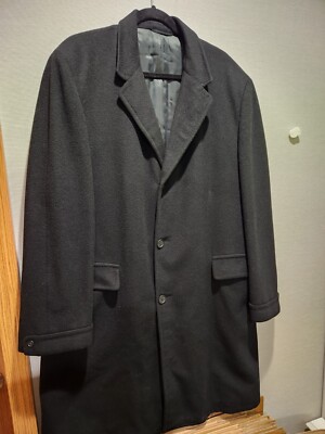 Vintage Le Chevron Mens All Cashmere Beautifully Lined Black Overcoat ...