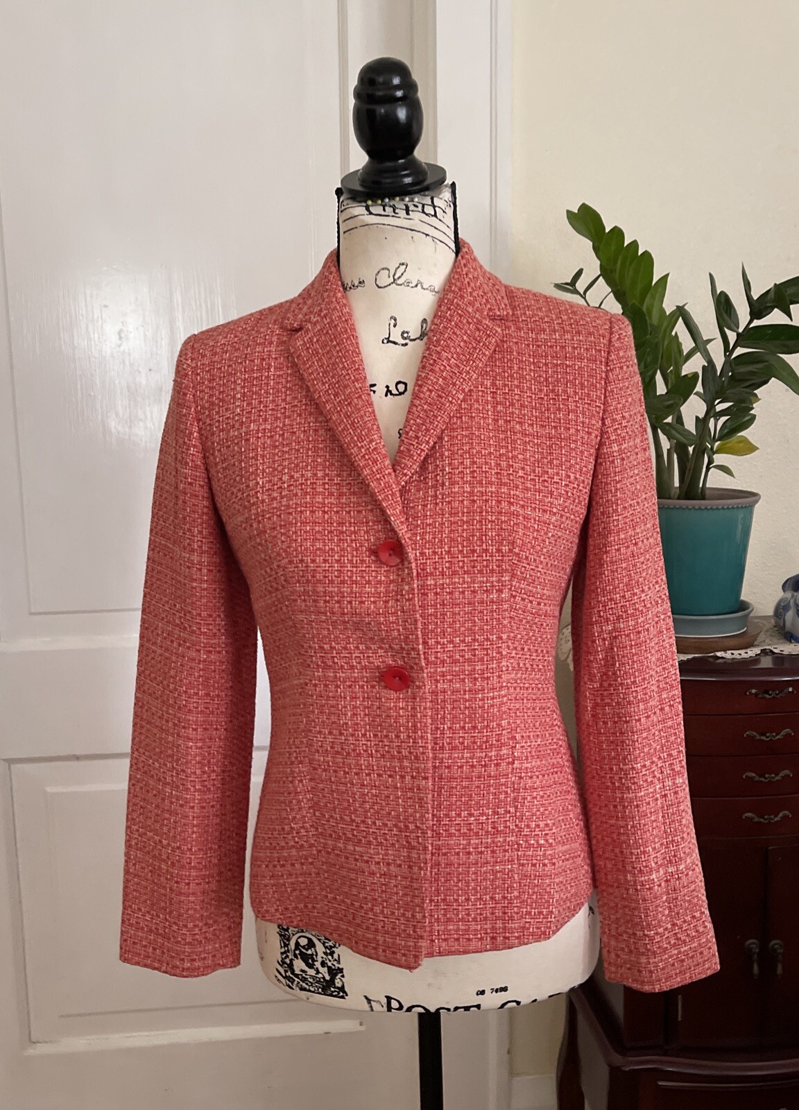 Judith Hart Petites Salmon Button Up Long Sleeve Lined Collared Blazer ...