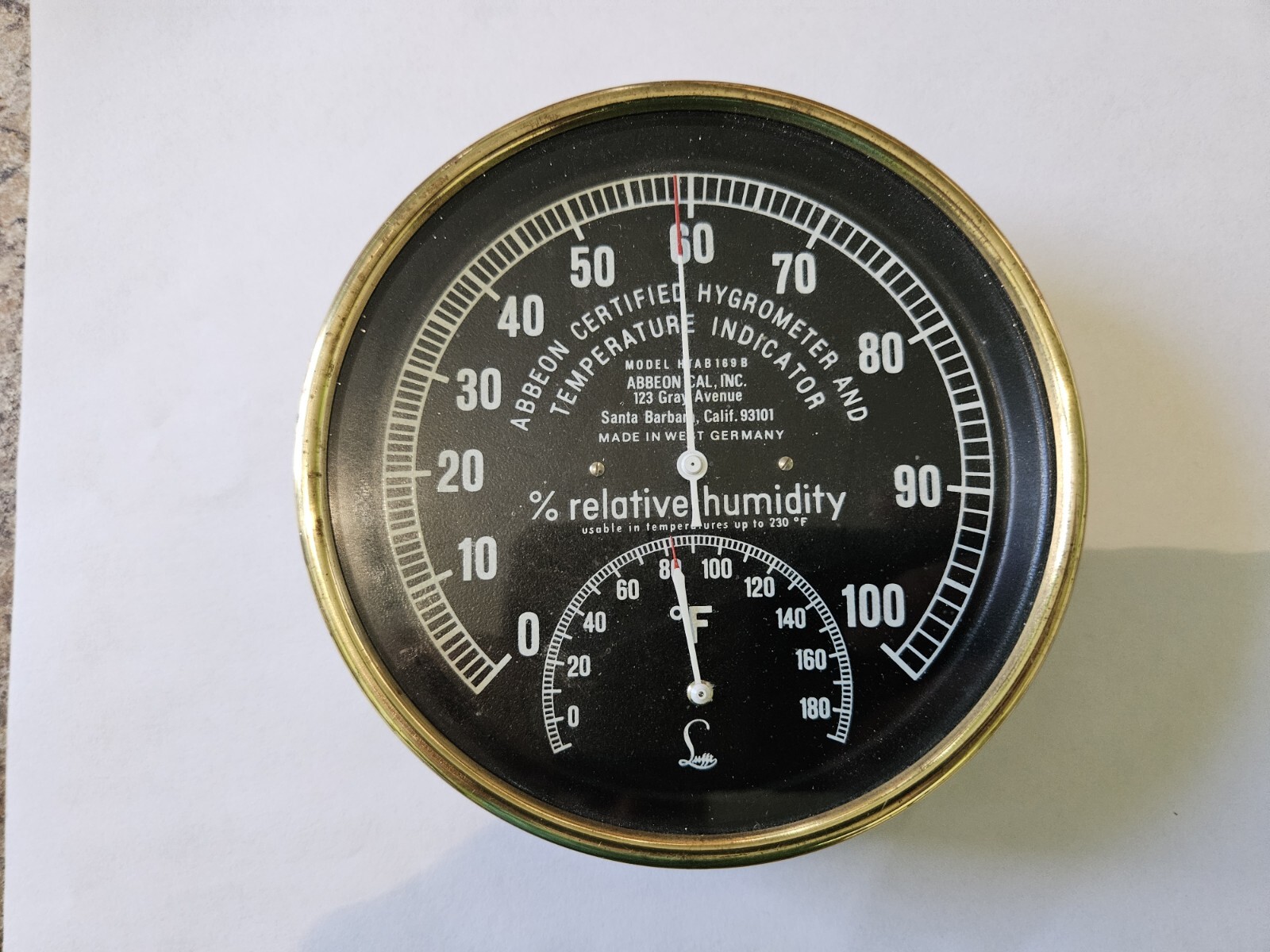 Lufft Abbeon Vtg Certified Hygrometer and Temperature Indicator Gauge ...