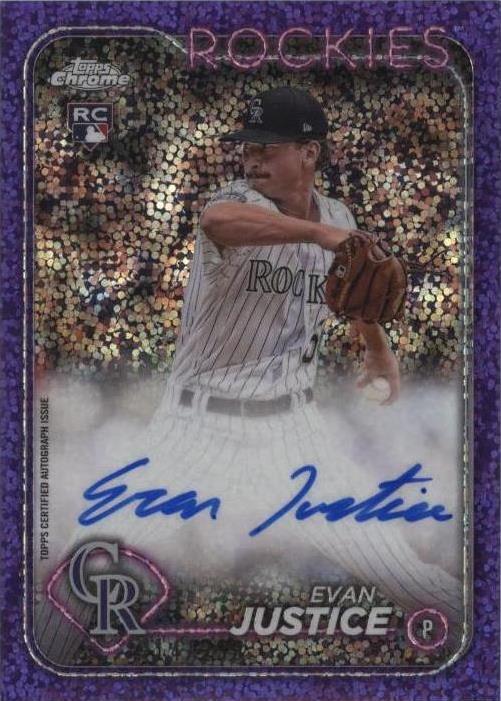 2024 Topps Chrome - Rookie Autographs Evan Justice #RA-EJ Purple ...