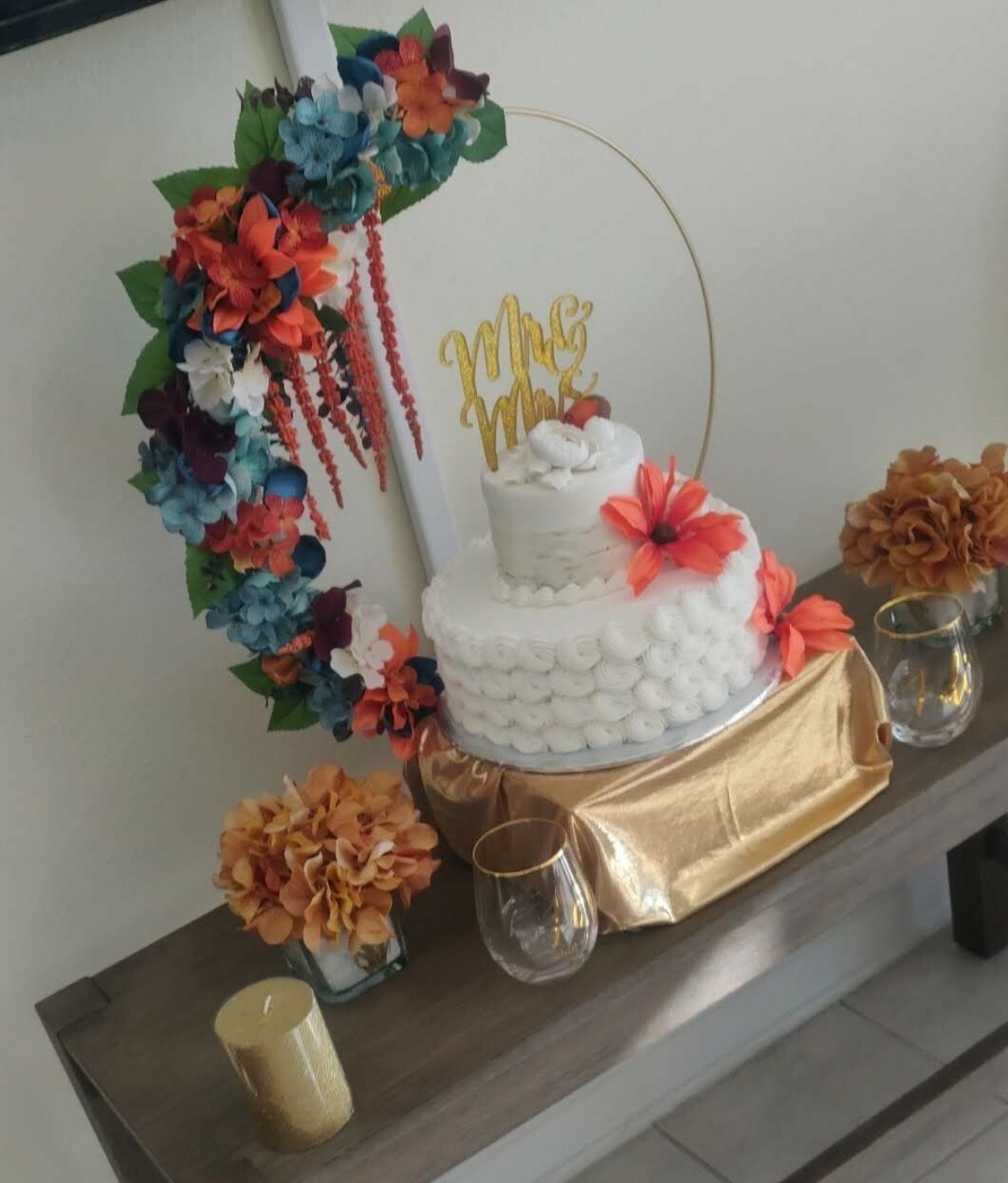 19" HANDMADE, FLORAL RING, WEDDING CAKE STAND, WITH MATCHING RING ...