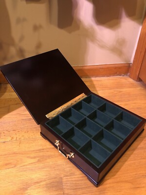 VTG Bombay Tea Box Chest Caddy 1993 Wooden w Hinged Lid 12 Compartments ...