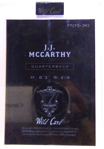 #1451 JJ McCarthy 2024 WC 7 Stud #P7CFS-JM3 Spade Background 2/2 RC ...