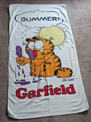 Vintage Garfield Comic Cat Beach Towel Popsicle Summer 29x56 Nice ...