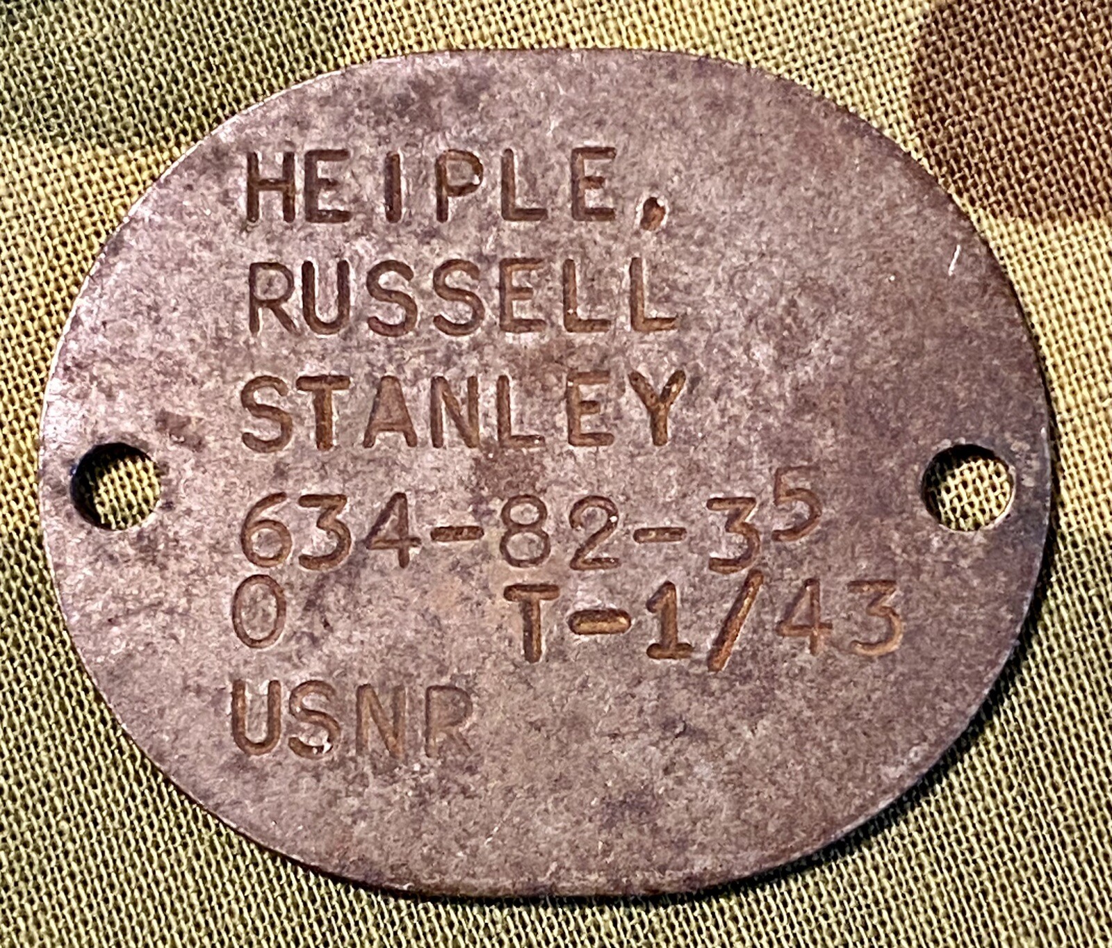 Single WWII vintage Navy Dog Tag USNR T-1/43-P Dogtag Seabee CB | eBay