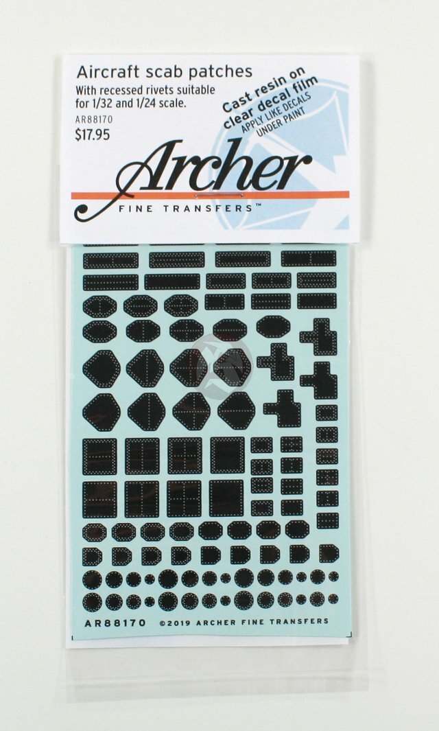 Archer 1/32 - 1/24 Aircraft Scab Patches w/Recessed Rivets (105 patches ...