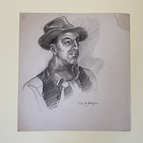 John R Nobriga 1930 signed Vintage Drawing Portrait Black Man African ...