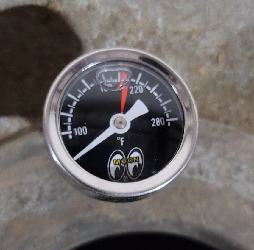 MOONeyes Direct fit TEMPERATURE GAUGE Liquid Filled DRAG RACING Hot Rod ...