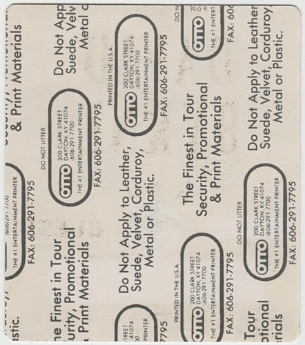 David Byrne REI MOMO Tour. Guest Cloth Backstage Pass. OTTO (Talking ...