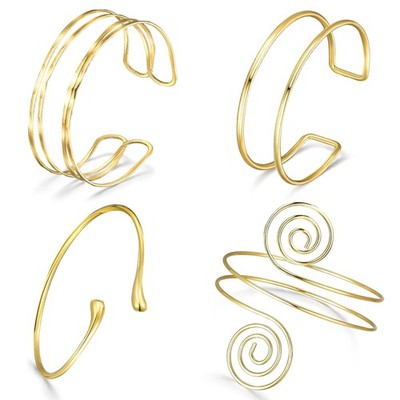 Golden Arm Cuffs for Women Minimalist Upper Arm Bracelet Band Bangle ...