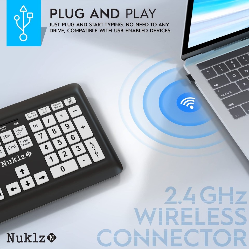 Magnus 325 | Wireless Large Print Full Size Computer Keyboard | High ...