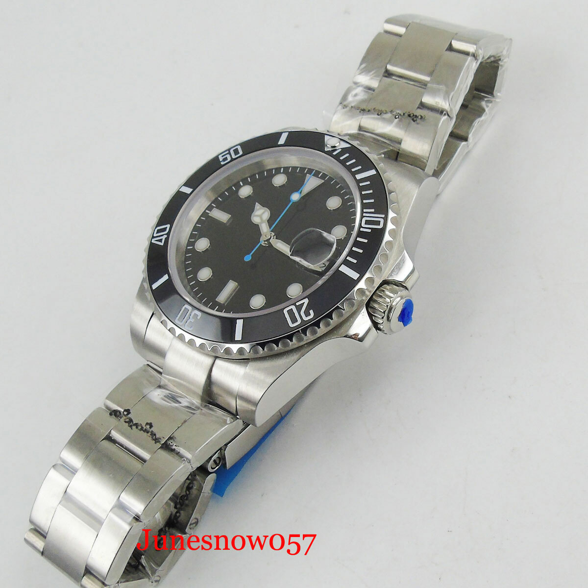 40mm Japan NH35 Men Mechancial Wristwatch Sterile Dial Date Blue Second ...