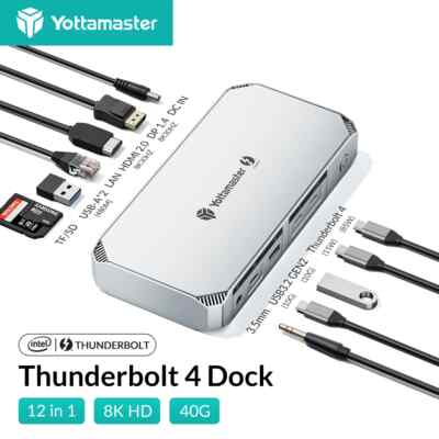 Yottamaster 12 in 1 USB C Hub Daisy Chain For Thunderbolt 4 HDMI RJ45 ...
