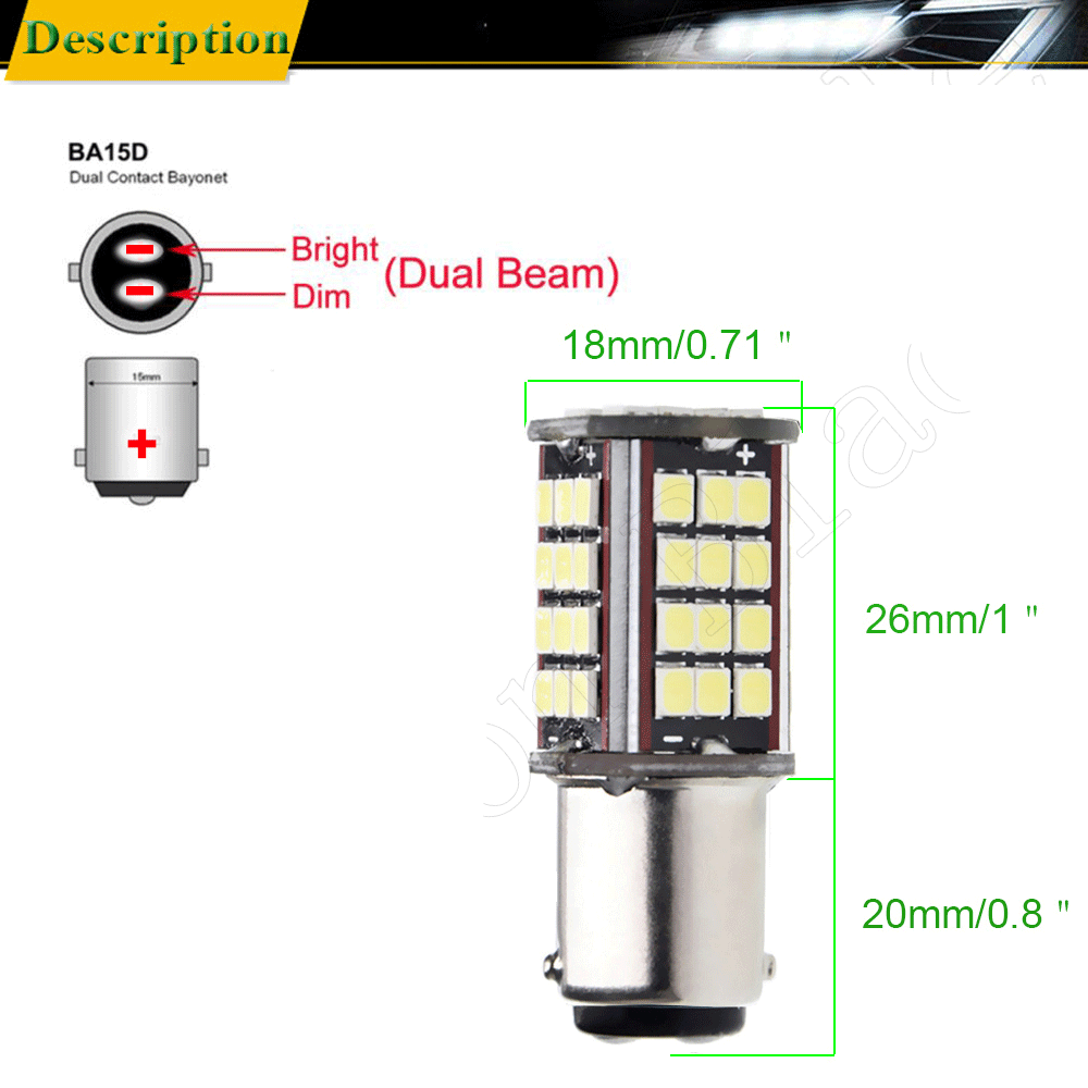 2 x Positive earth 6 VOLT 6V 56 SMD BA15D GLOBES LED BULB LIGHT LAMP ...